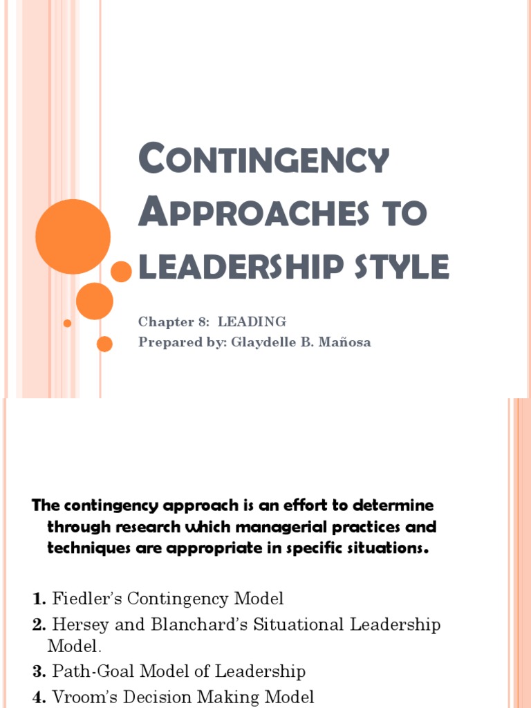 Contingency Approaches to Leadership Style | PDF | Leadership ...