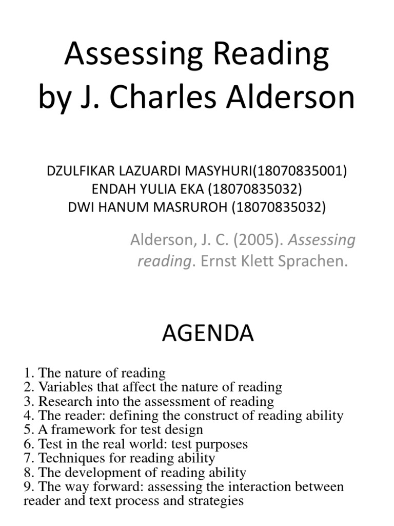 Assessing Reading | Test (Assessment) | Reading (Process)