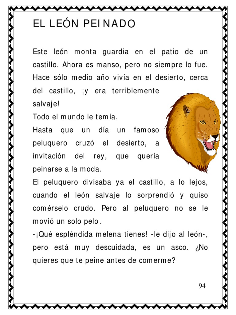 2° Básico - Texto y Actividad - El León Peinado | PDF | Ocio