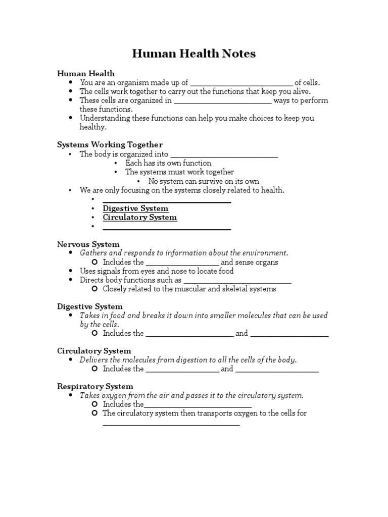 Human Health Student Notes | PDF | Tobacco | Human Body