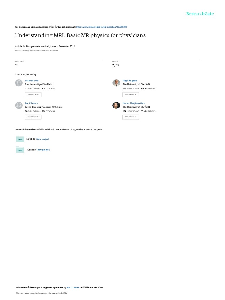 Understanding MRI Basic MR Physics For Physicians | PDF | Relaxation ...