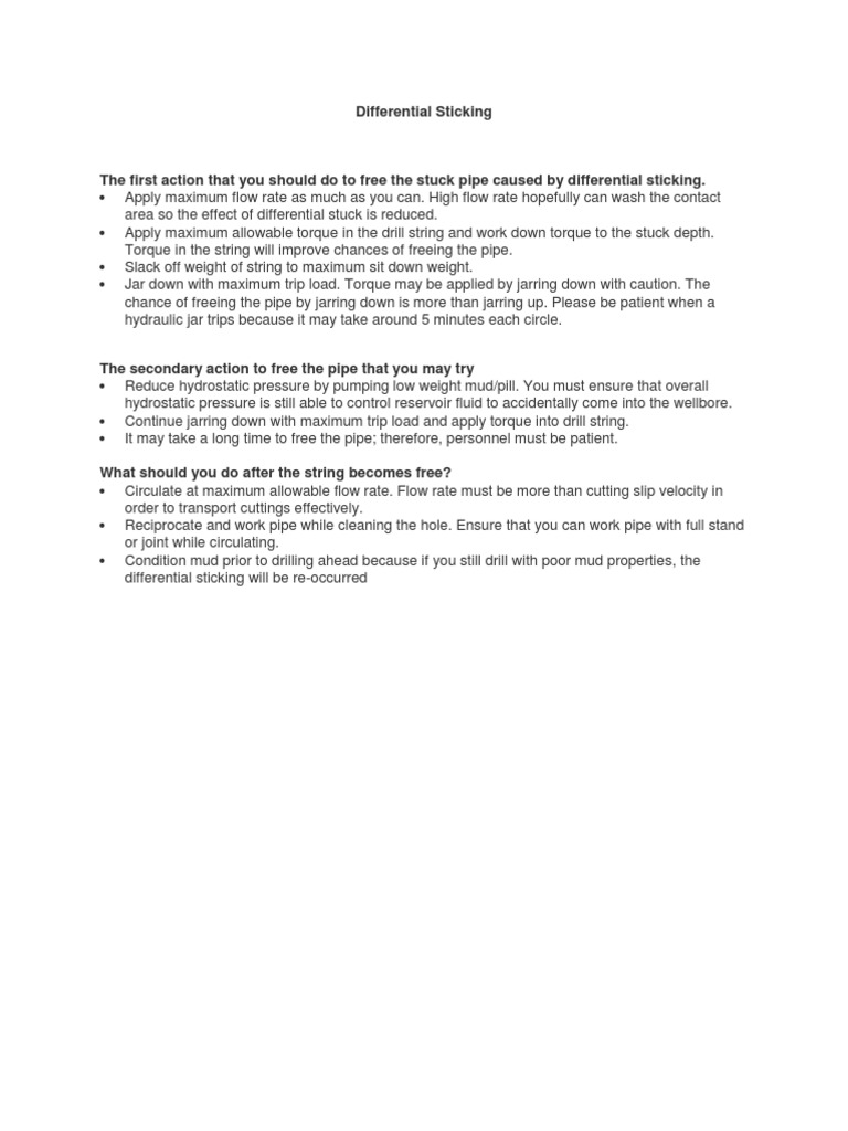 Differential Sticking | PDF