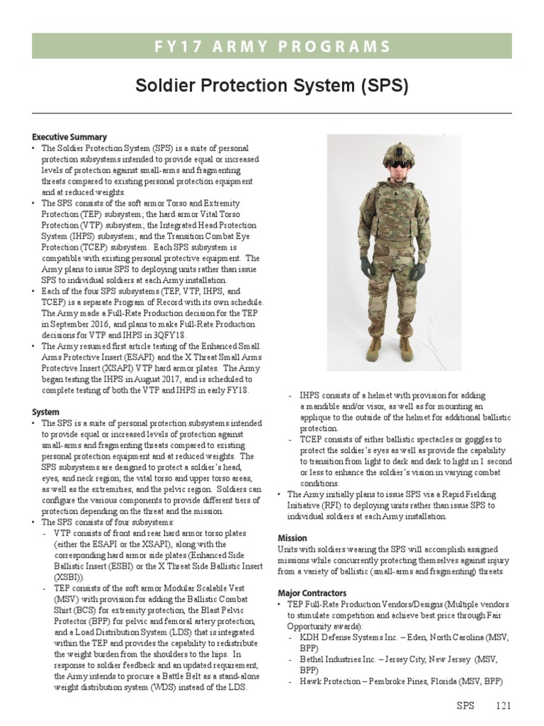 Soldier Protection System (SPS) : Fy17 Army Programs | Download Free ...
