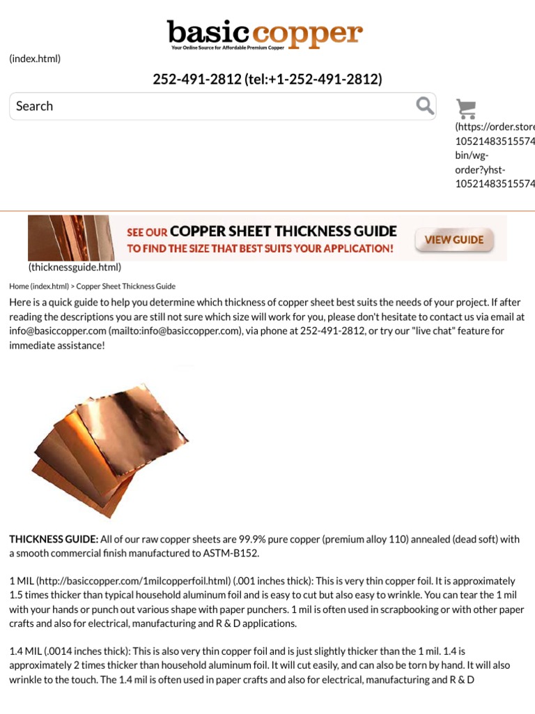 Copper Sheet Thickness Guide | Aluminium Foil | Sheet Metal