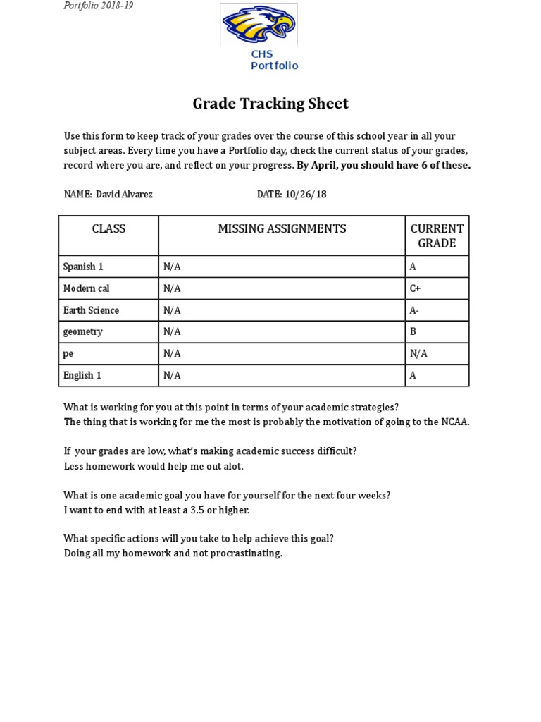 10 26 18 Tracking Sheet | PDF