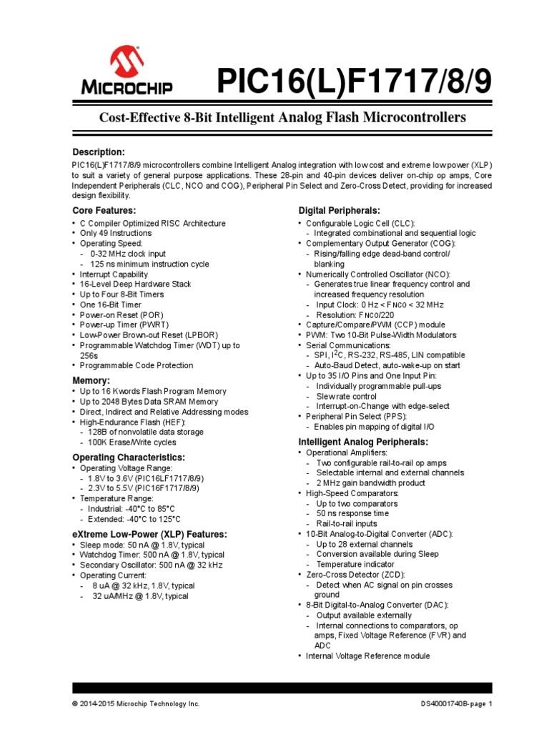 Pic16f1717 Datasheet PDF | PDF | Analog To Digital Converter | Digital ...