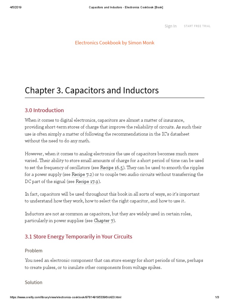 Chapter 3. Capacitors and Inductors: Electronics Cookbook by Simon Monk ...