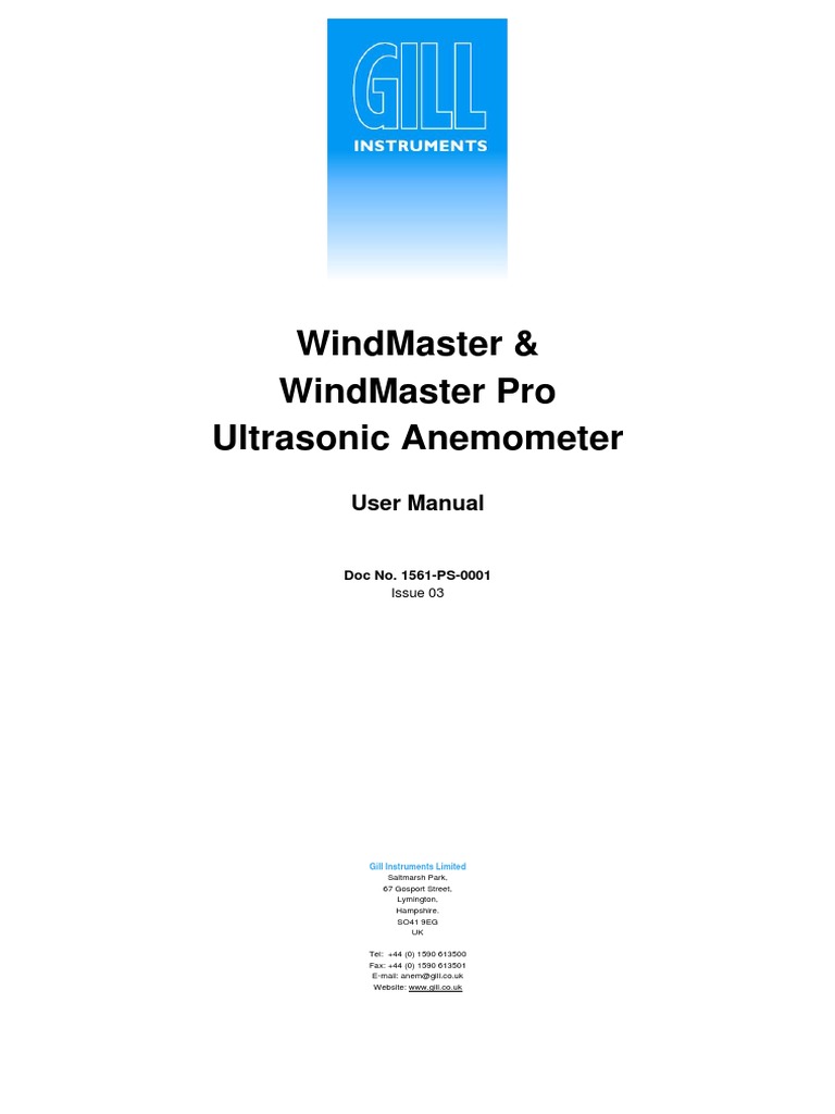 Windmaster & Windmaster Pro Ultrasonic Anemometer: User Manual | PDF ...