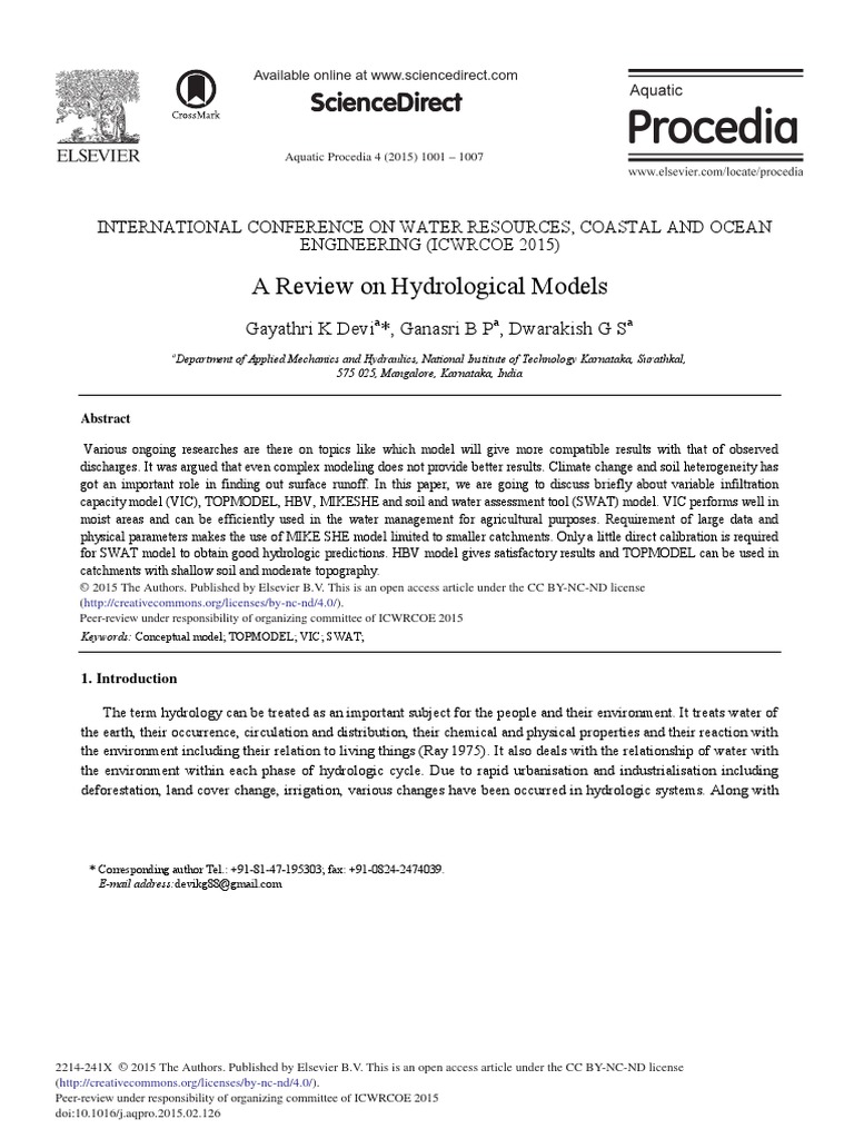 A Review On Hydrological Models | PDF | Hydrology | Conceptual Model