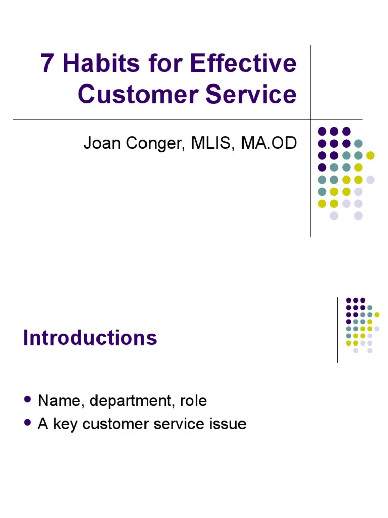 7 Habits For Effective Customer Service | PDF | Psychological Concepts ...