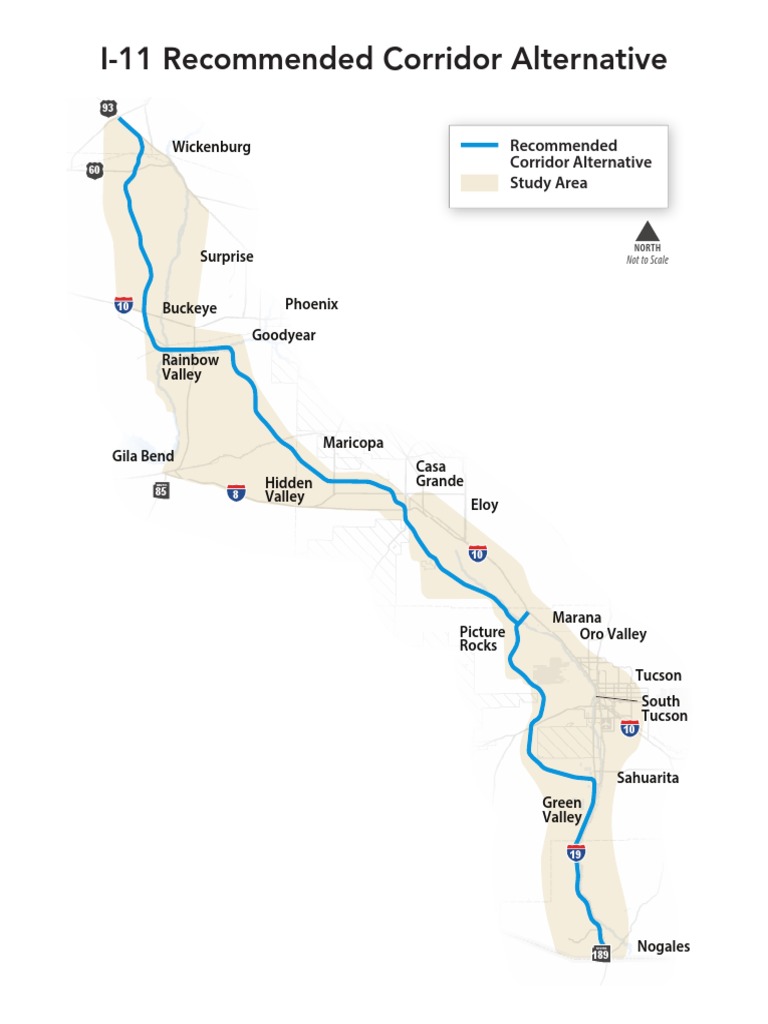 Map of Recommended I-11 Corridor Alternative - April 2019 | PDF