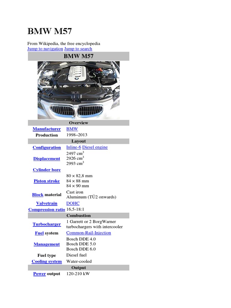 BMW M57 | PDF | Engines | Engine Technology