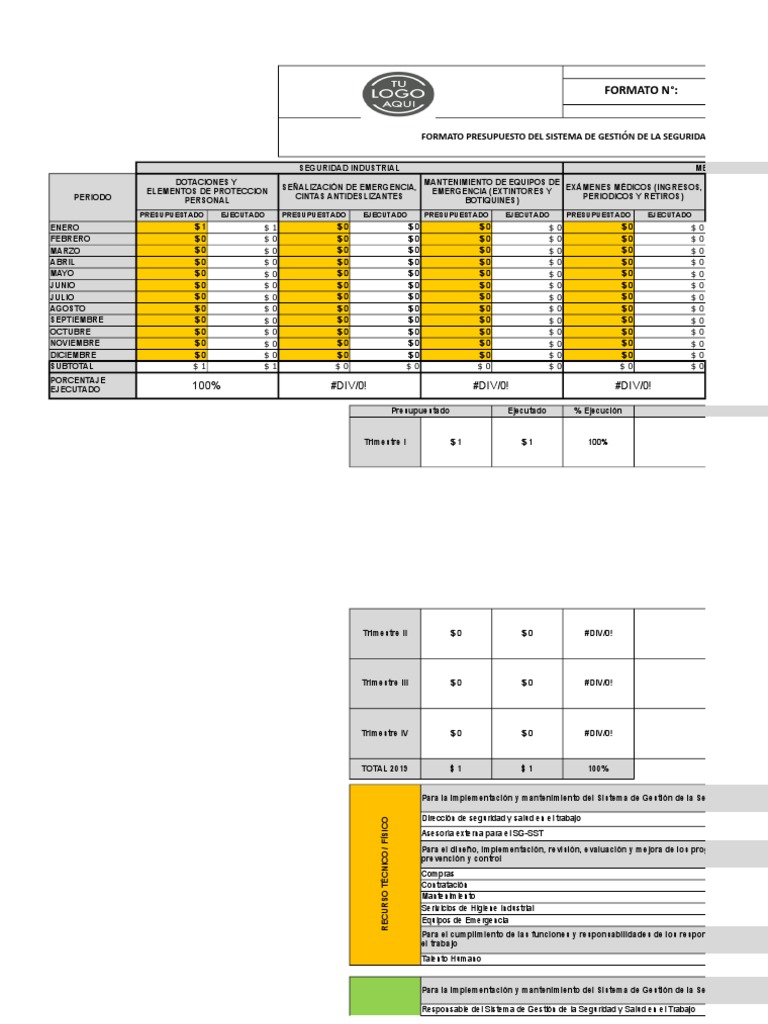 FT-SST-003 Formato Presupuesto Del SG-SST | PDF | Seguridad y salud ...