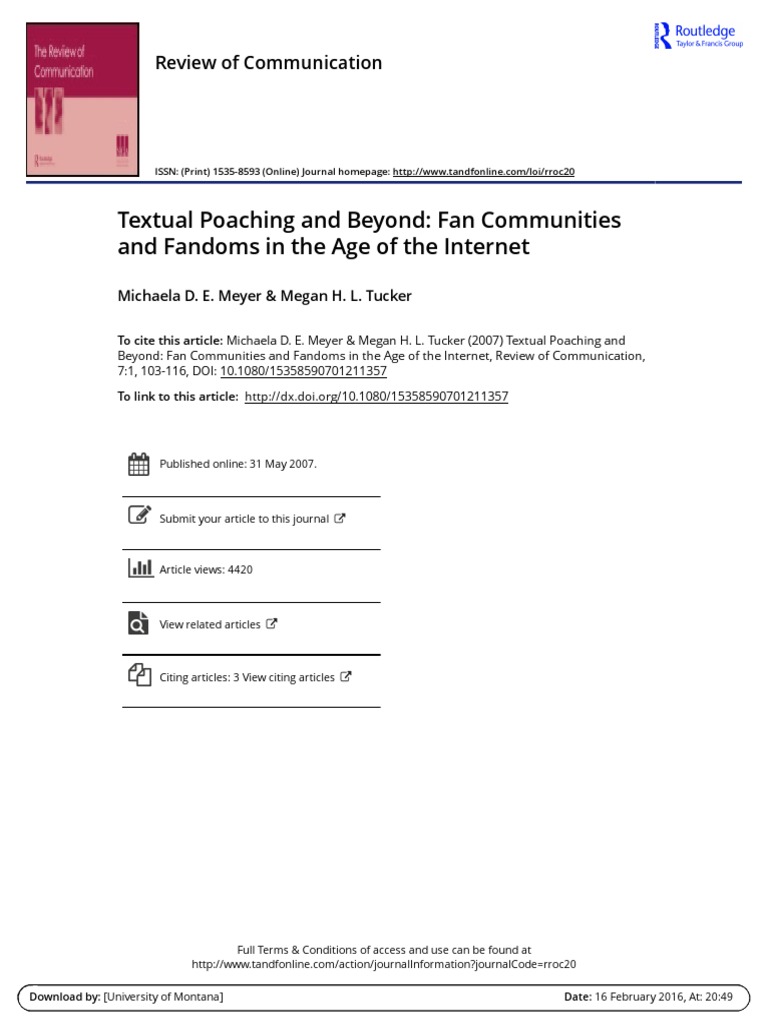 Textual Poaching and Beyond: Fan Communities and Fandoms in The Age of ...