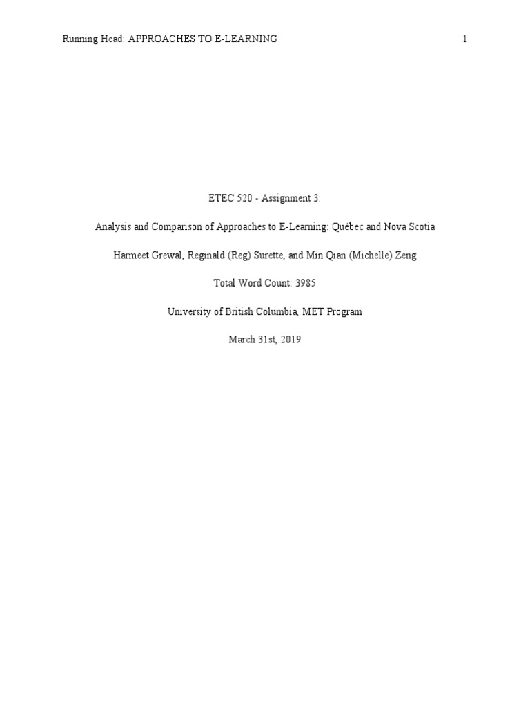 Etec 520 - Assignment 3 | PDF | Educational Technology | Quebec