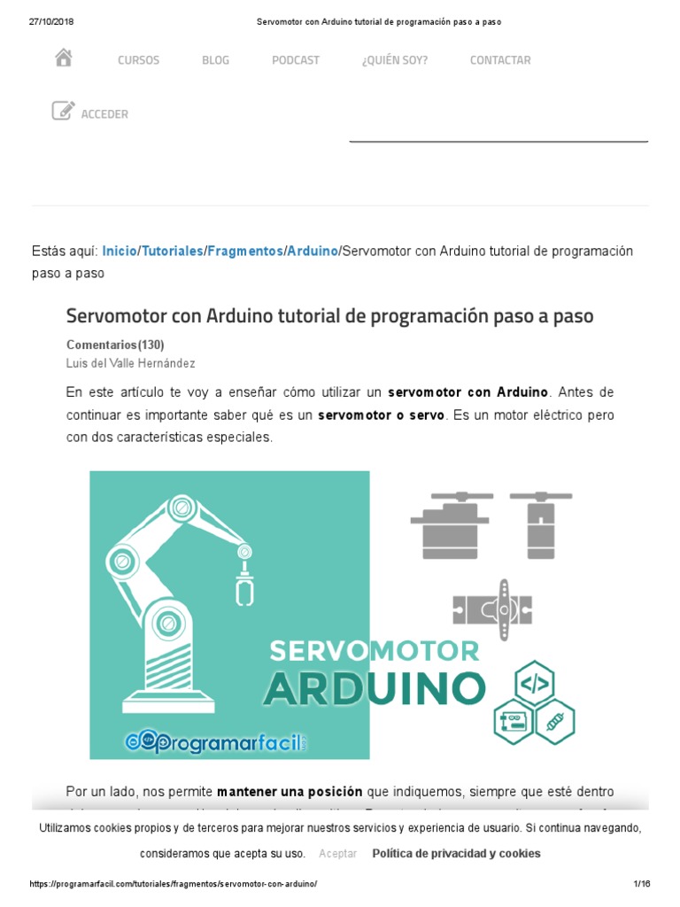 Servomotor Con Arduino Tutorial De Programación Paso A Paso Pdf