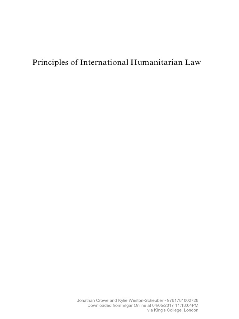 Principles of International Humanitarian Law | PDF | Military ...