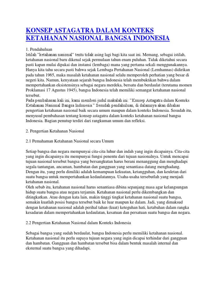 Konsep Astagatra dalam Ketahanan Nasional | PDF
