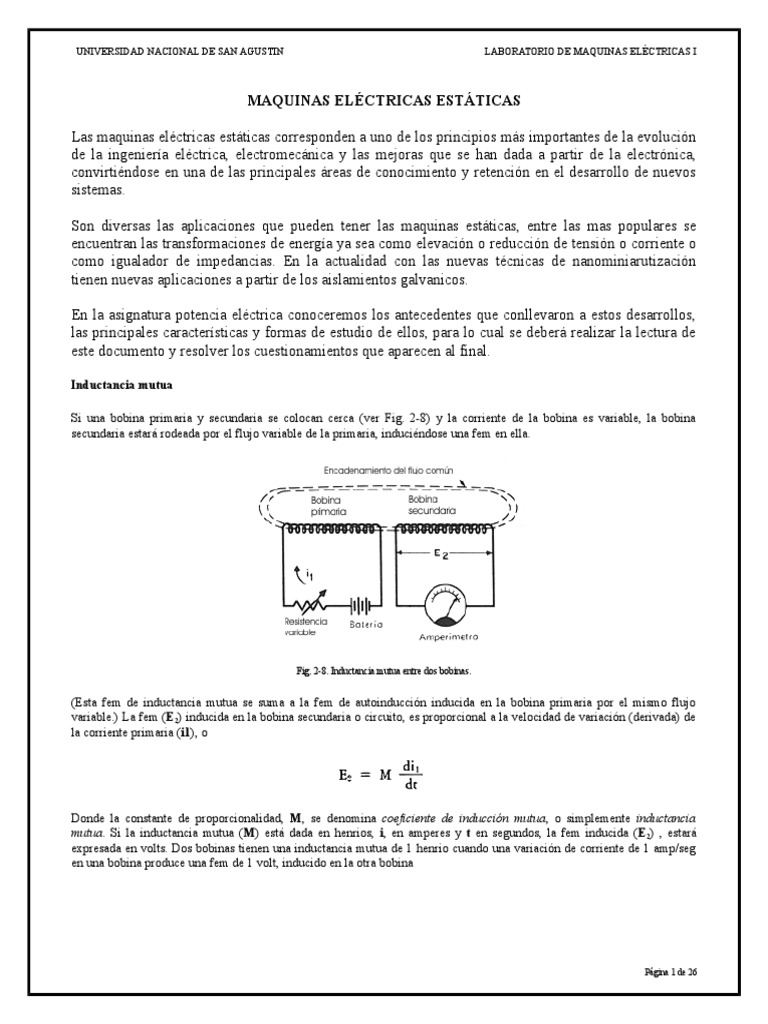 Maquinas Electricas Estaticas Final | PDF | Transformador | Corriente eléctrica