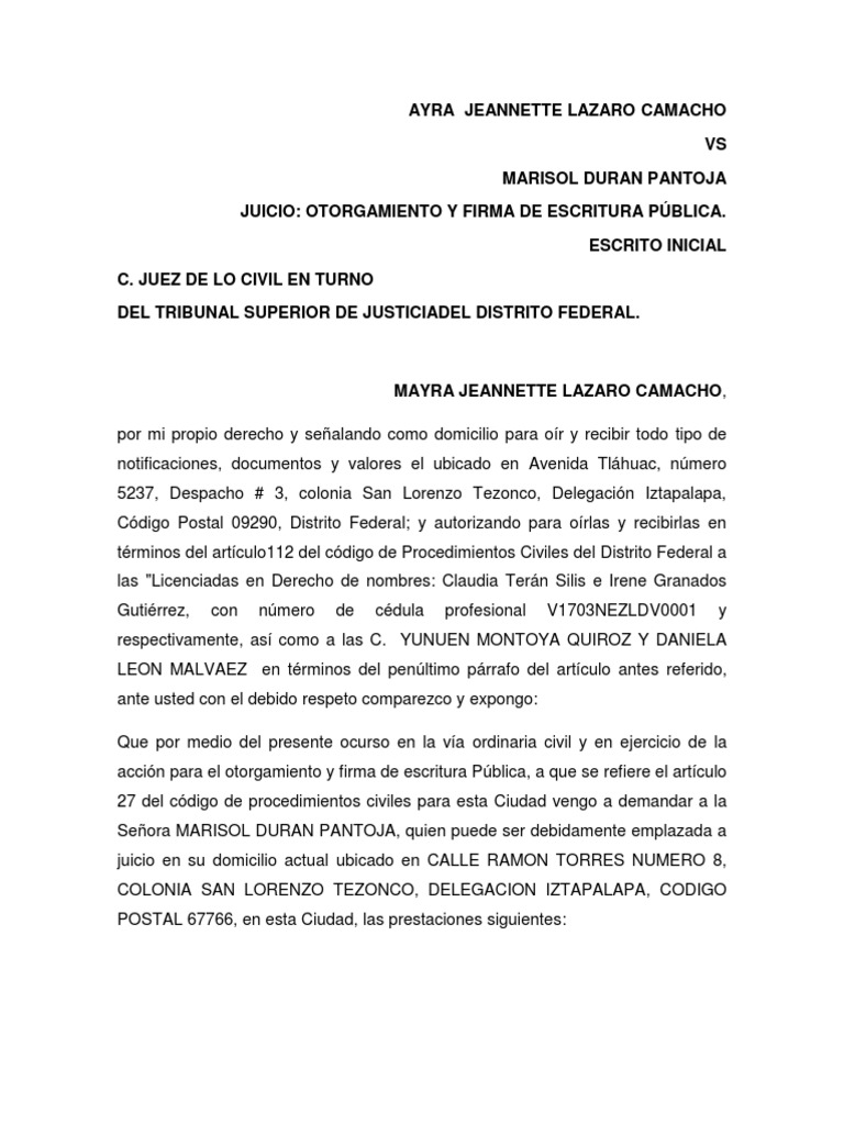 Demanda de Juicio Ordinario Civil | Propiedad | Gobierno