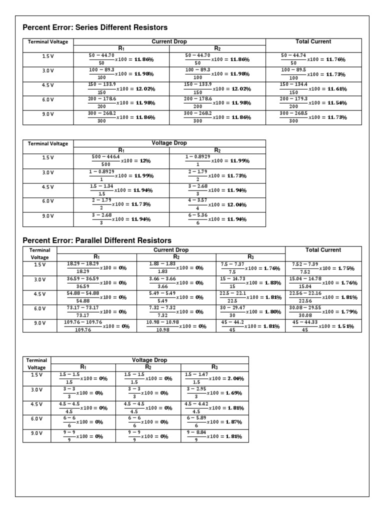 LAB 2 Percent Error Solving | PDF | Analog Circuits | Electric Power