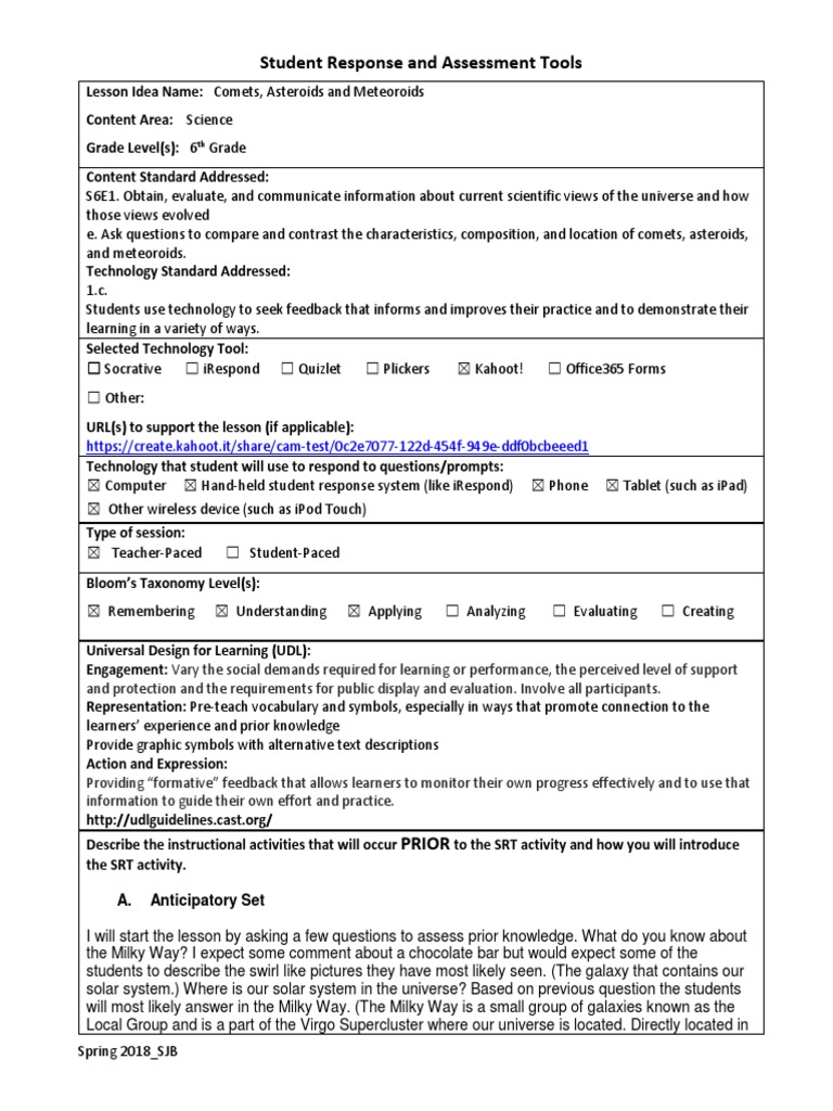 Kahoot SRT Lesson | PDF | Meteoroid | Asteroid