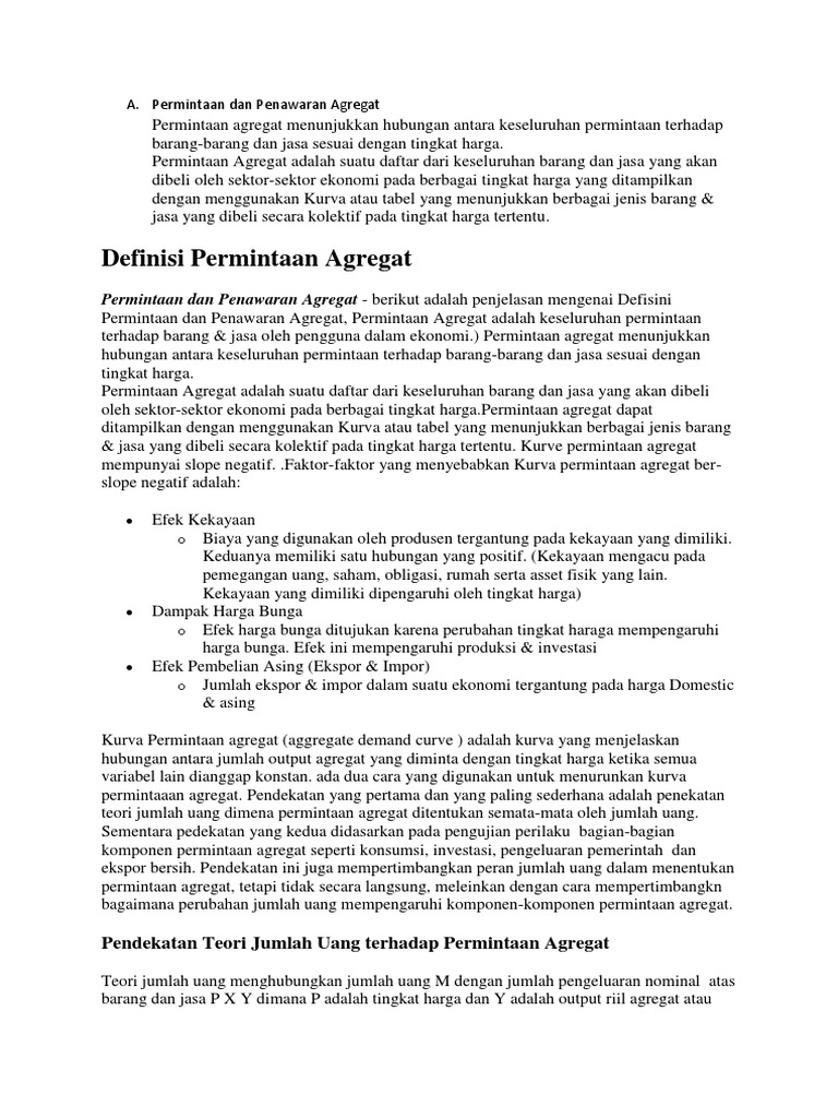 Definisi Permintaan Agregat: Permintaan Dan Penawaran Agregat - Berikut ...