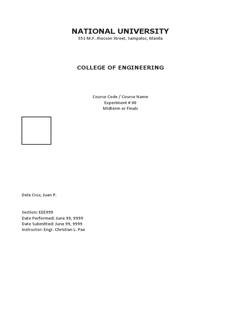 Laboratory Report Front Page Template | PDF
