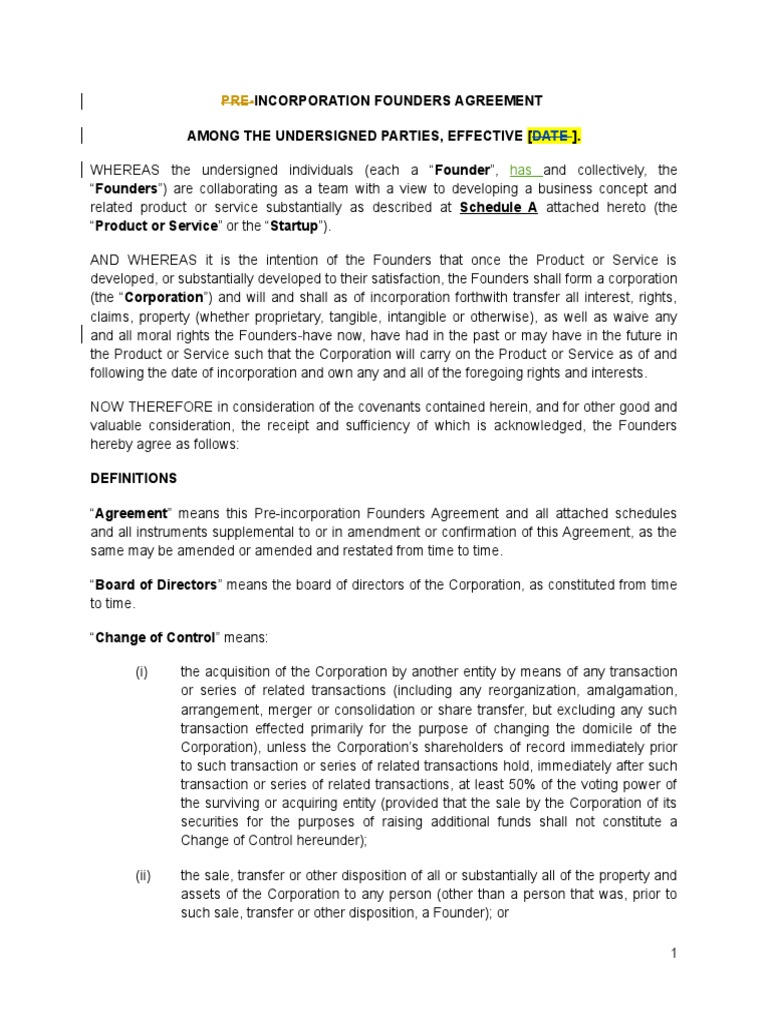 Startup Founders Agreement | PDF | Intellectual Property | Property