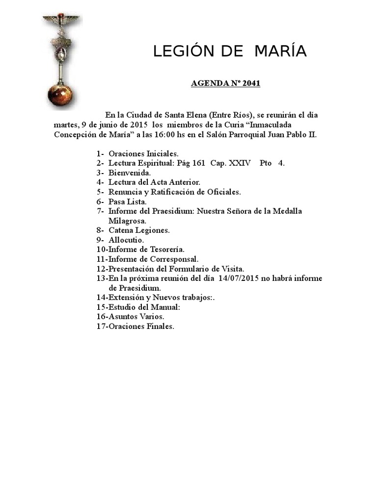 Legión de María Agenda | PDF