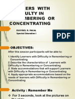 Learners With Difficulty Remembering and Focusing | PDF | Memory | Attention