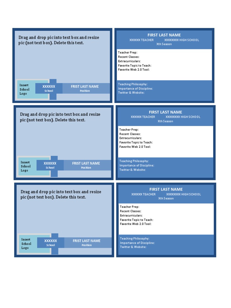 Trading Cards Template WORD | PDF
