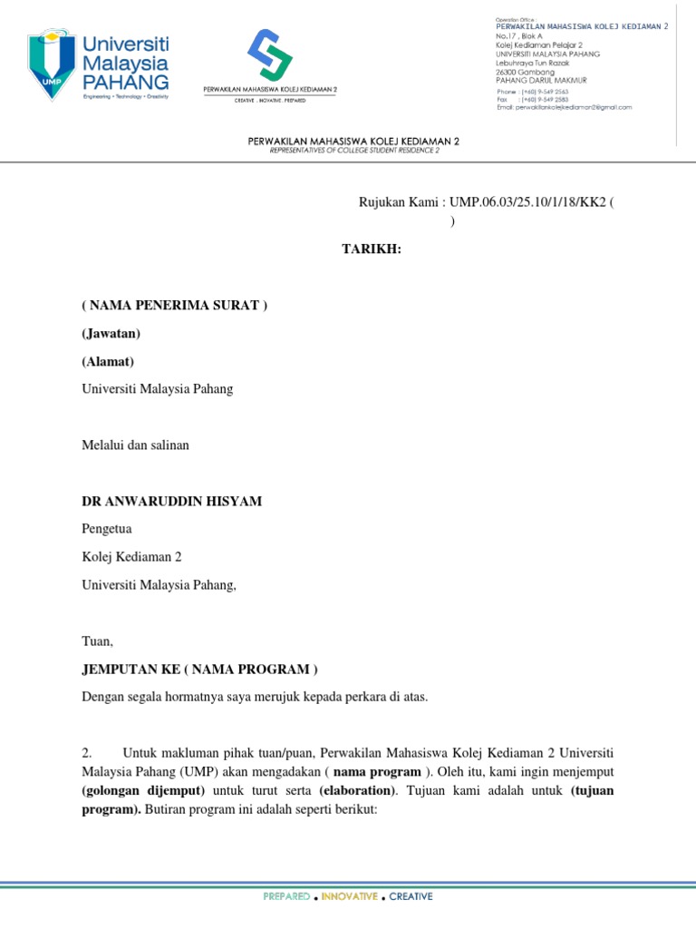 Template Surat Jemputan Peka2017 | PDF