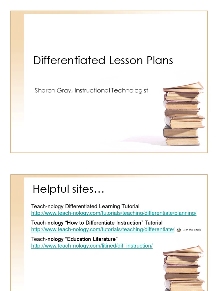 Differentiated Lesson Plans Guide | PDF