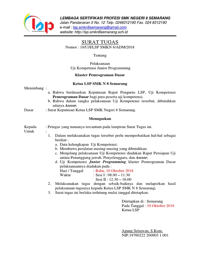 Surat Tugas Asesor1 | PDF