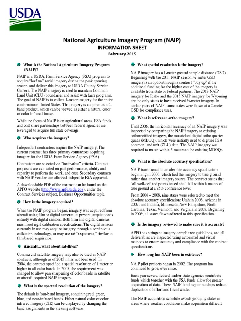 National Agriculture Imagery Program (NAIP) : Information Sheet | PDF ...