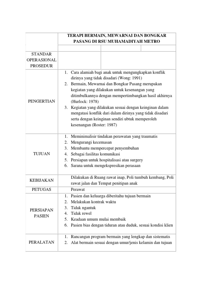 Sop Terapi Bermain | PDF