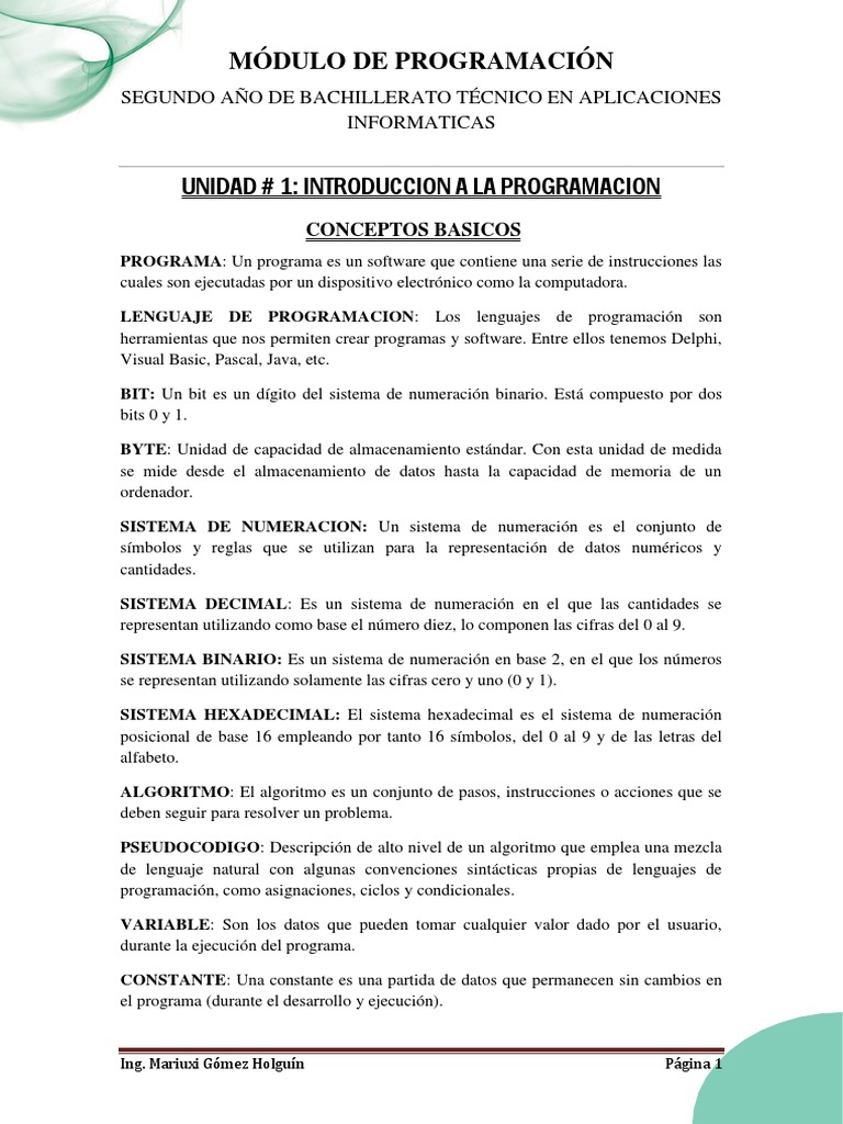 Modulo de Programacion | PDF | Programación orientada a objetos ...