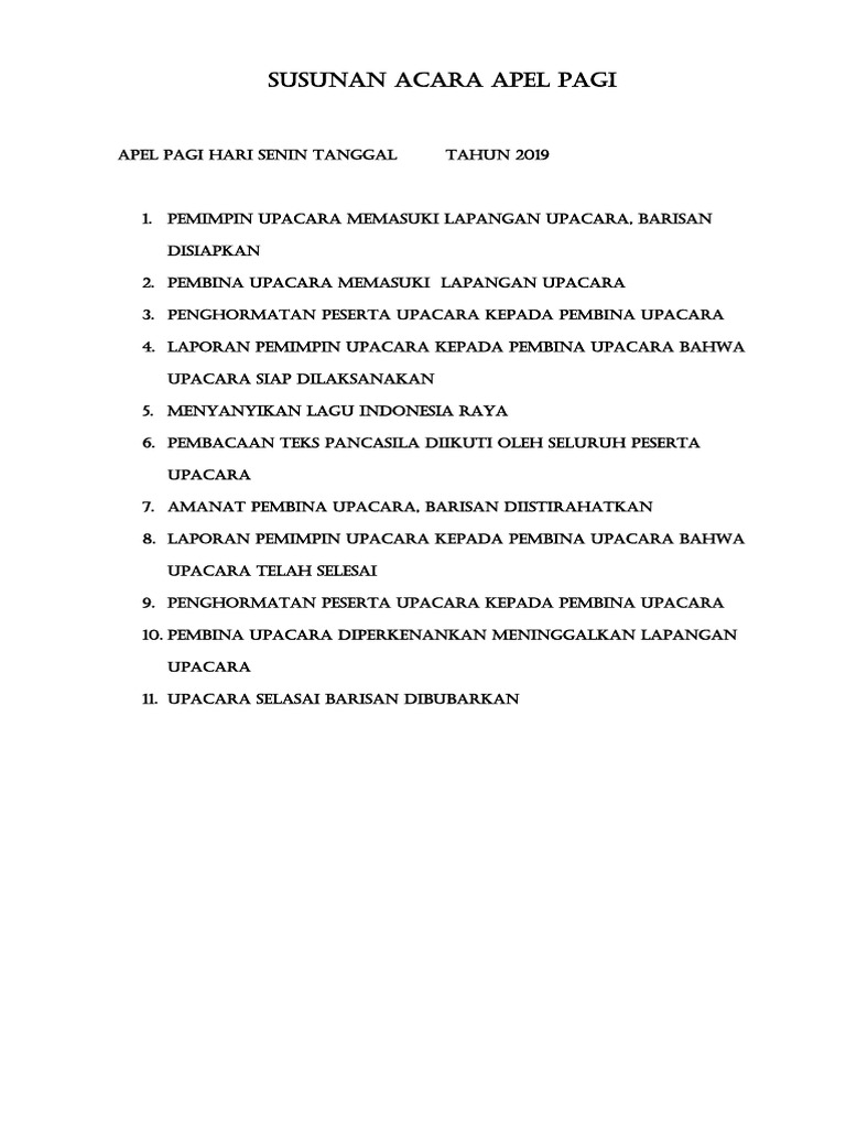 Susunan Acara Apel Pagi | PDF