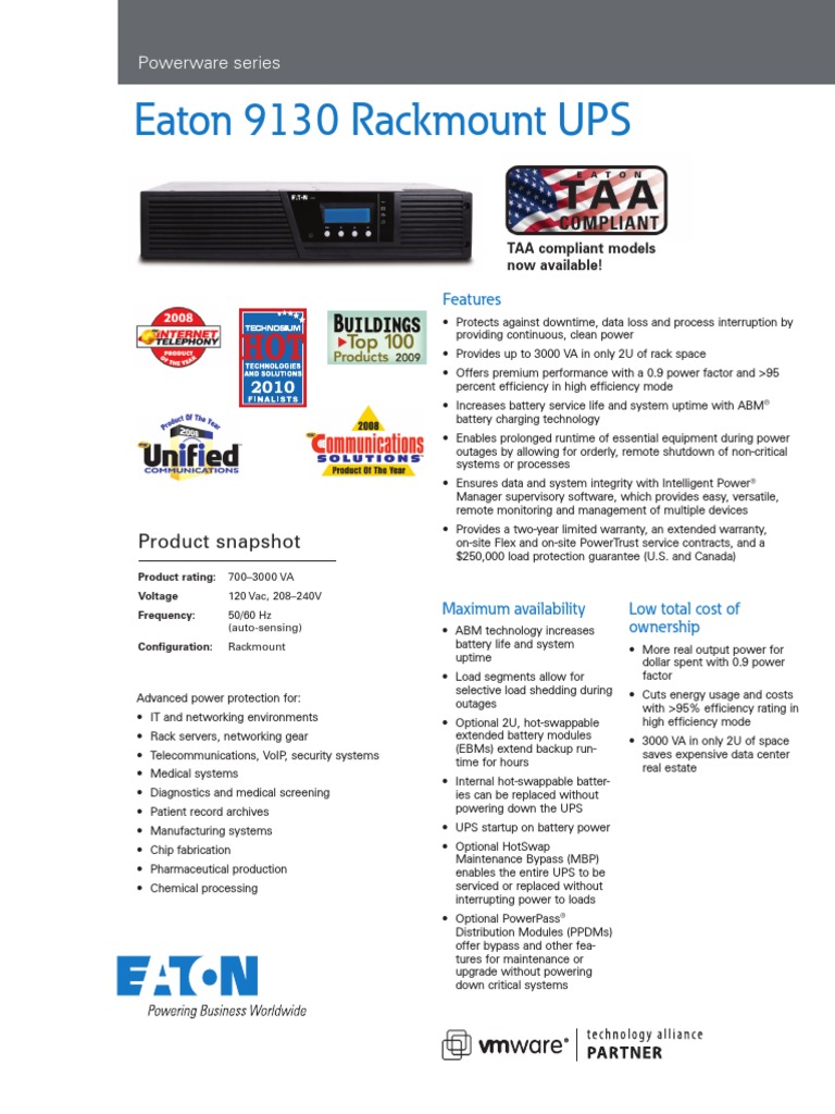 Eaton 9130 Rack 700-3000va | PDF | Telecommunication | Data Center