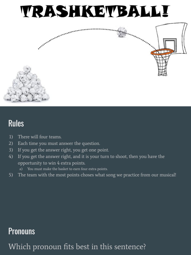 Trashketball Game Rules and Questions | PDF