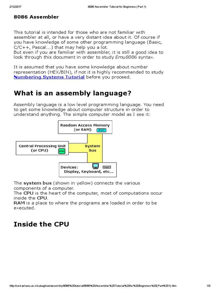 8086 Assembler Tutorial For Beginners (Part 1) | PDF | Assembly Language | Pointer (Computer ...