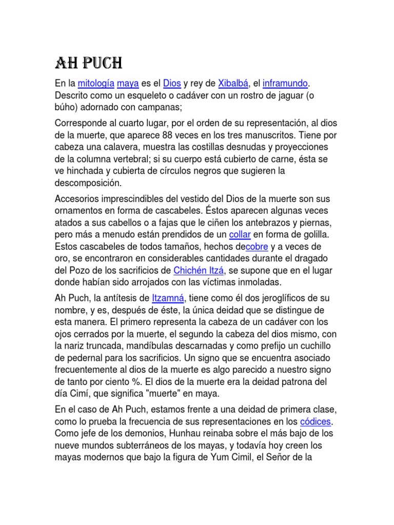 Ah Puch | PDF | Mitología | Deidades