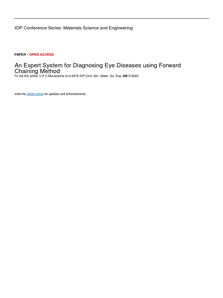 An Expert System For Diagnosing Eye Diseases Using Forward Chaining Method | PDF | Usability ...