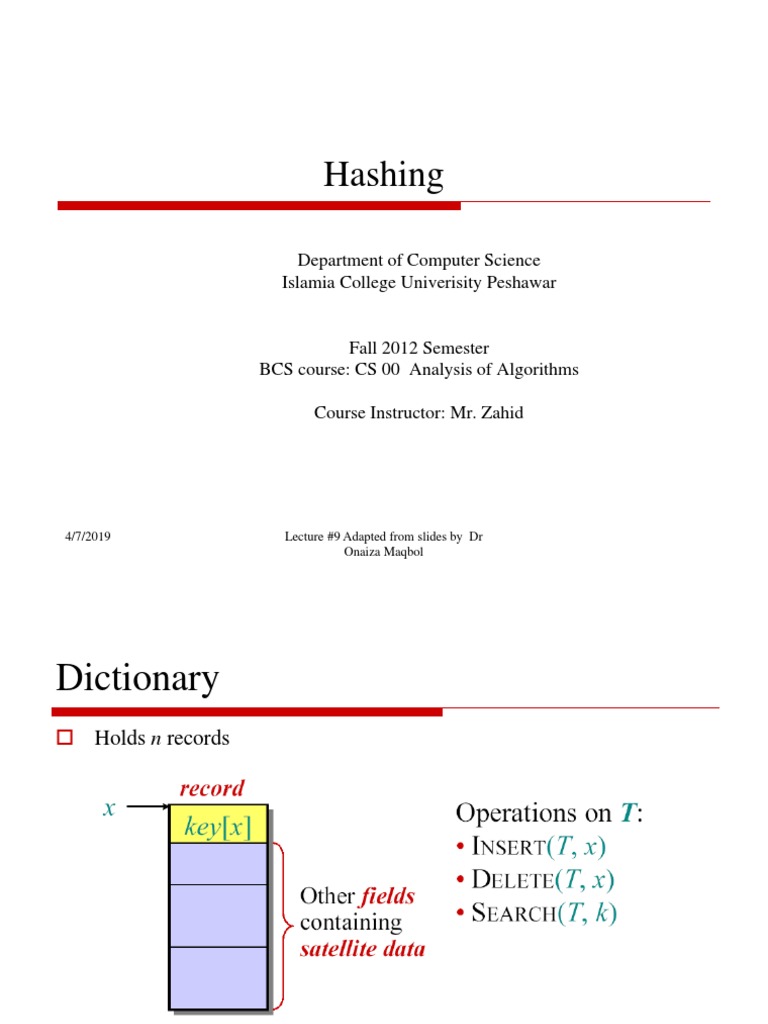 Hashing | PDF | Algorithms And Data Structures | Applied Mathematics