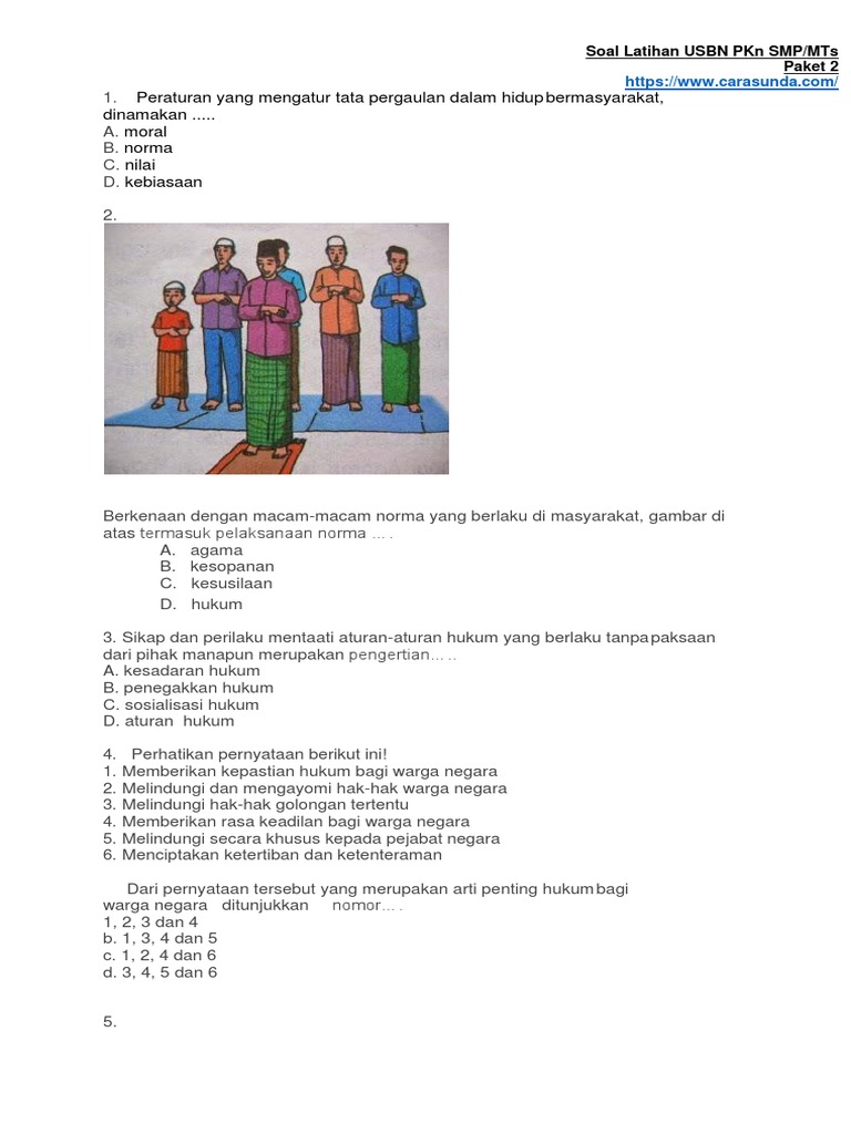 Soal USBN PKN SMP | PDF