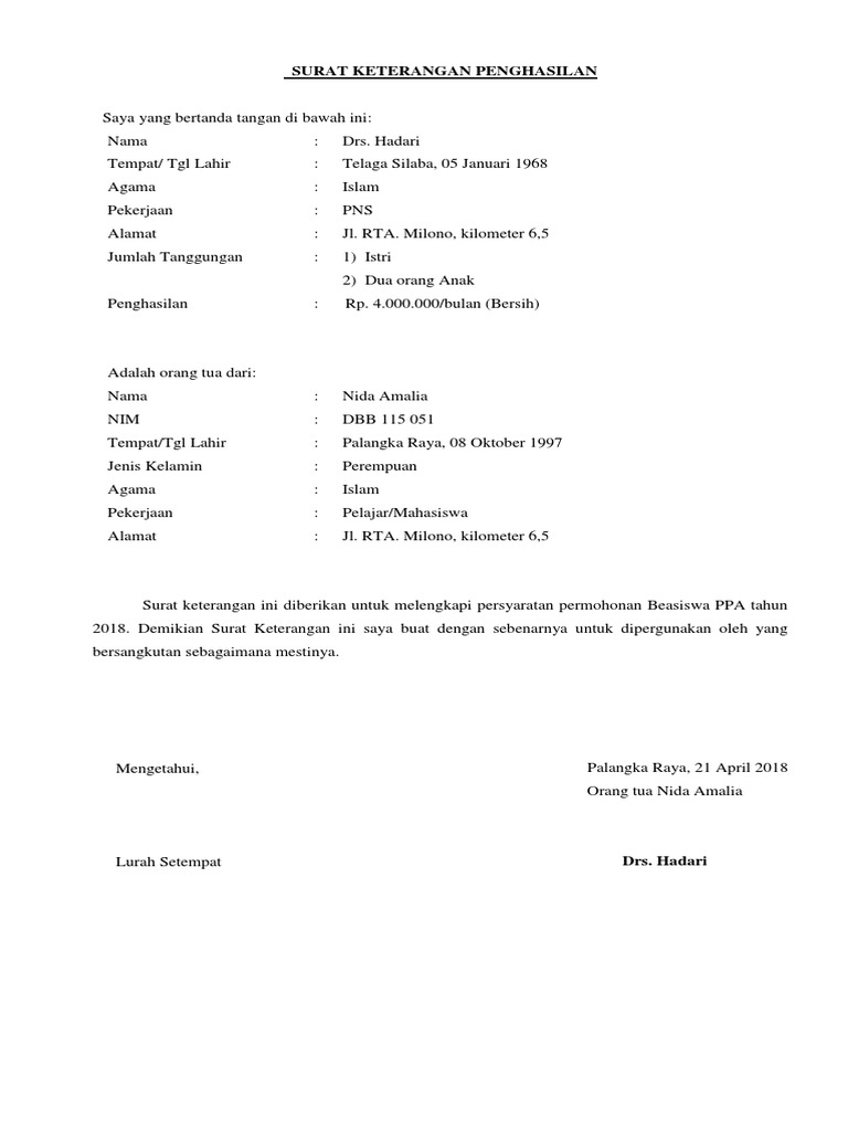 Contoh - Surat - Permohonan - Beasiswa Baru | PDF