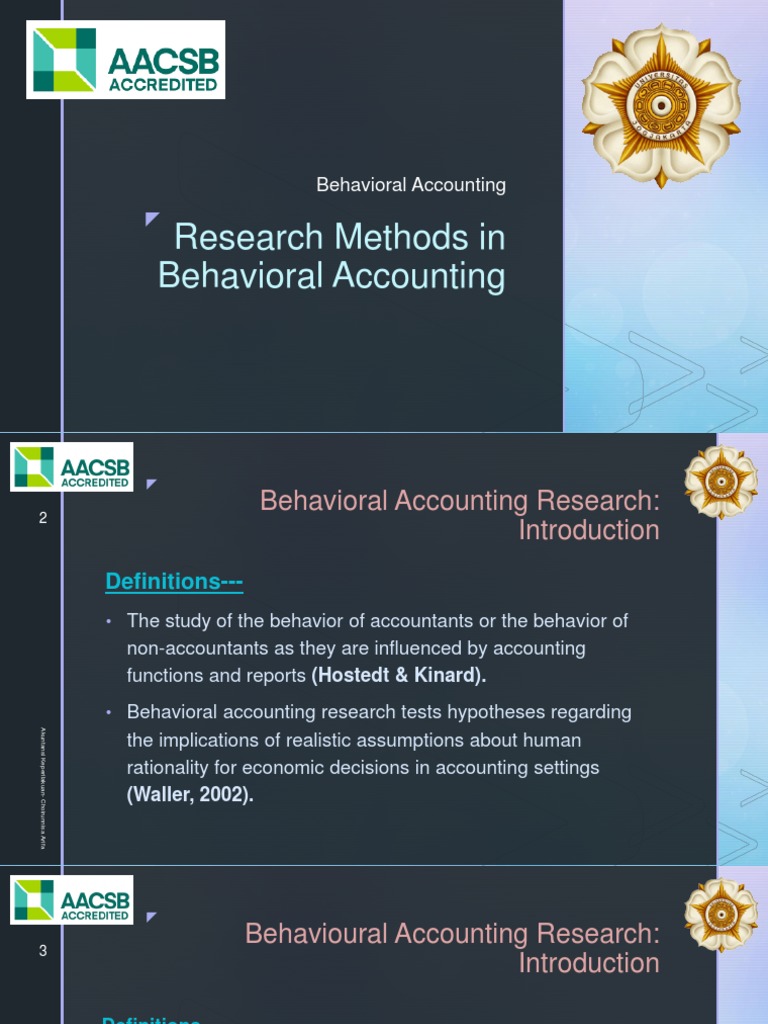 Behavioral Accounting Research Methods | PDF | Experiment | Validity ...