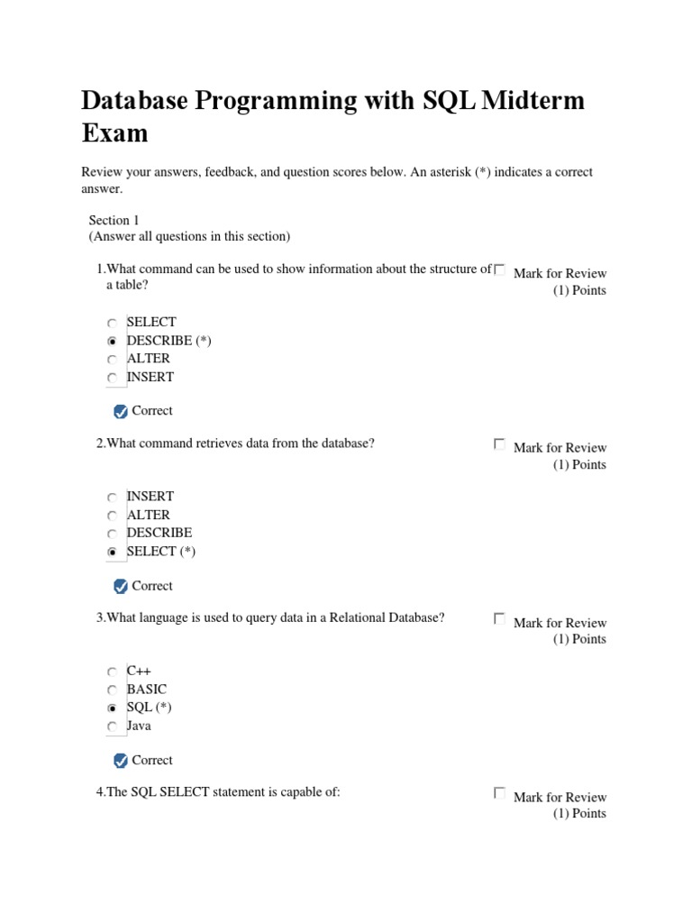 Database Programming With SQL Midterm Exam | PDF | Software Engineering ...