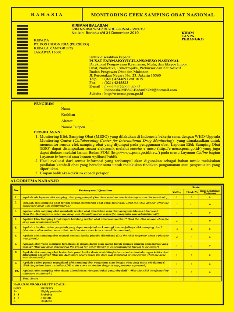 Form Kuning MESO 2019 | PDF